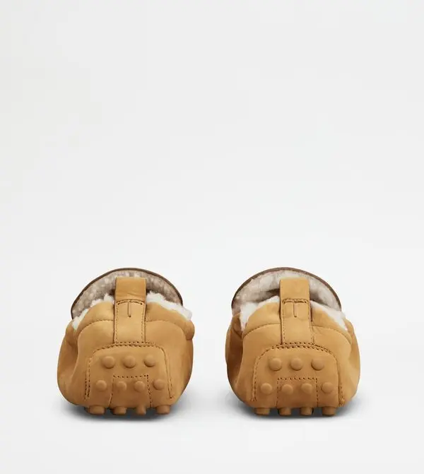 TOD'S Shearling Lined Suede Driving Slippers