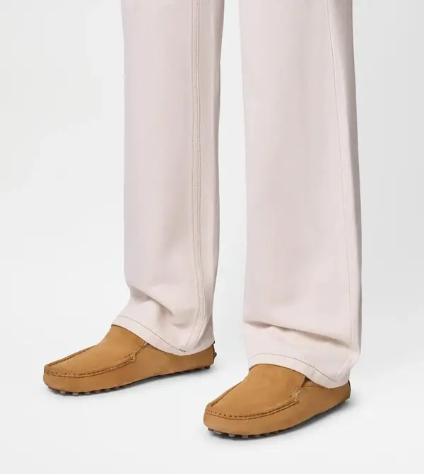 TOD'S Shearling Lined Suede Driving Slippers