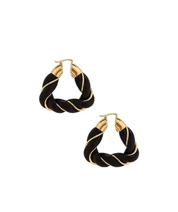 Bottega Veneta Woven Hoop Earrings - Black