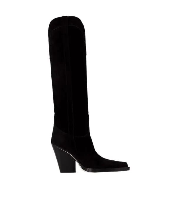Paris Texas Pointed-toe Leather Block Heel Boots - Lack