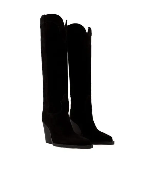 Paris Texas Pointed-toe Leather Block Heel Boots - Lack