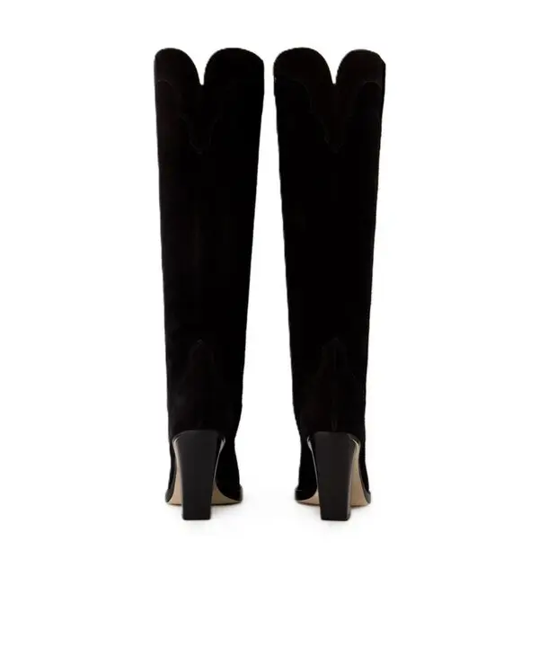 Paris Texas Pointed-toe Leather Block Heel Boots - Lack
