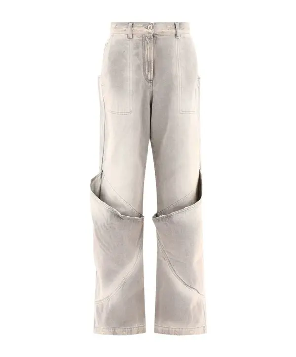 Attico High-waist Distressed Wide Leg Jeans