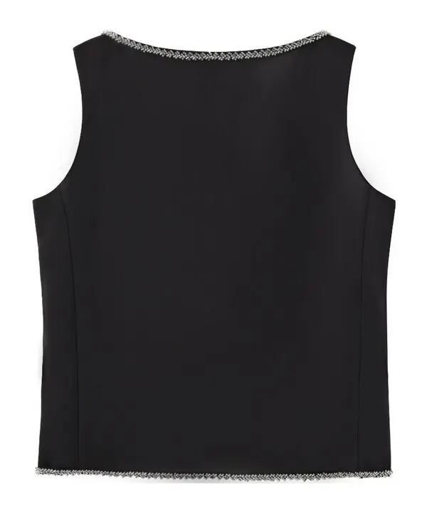 Marissa Chiara Sleeveless Vest With Embellished Trim - Black