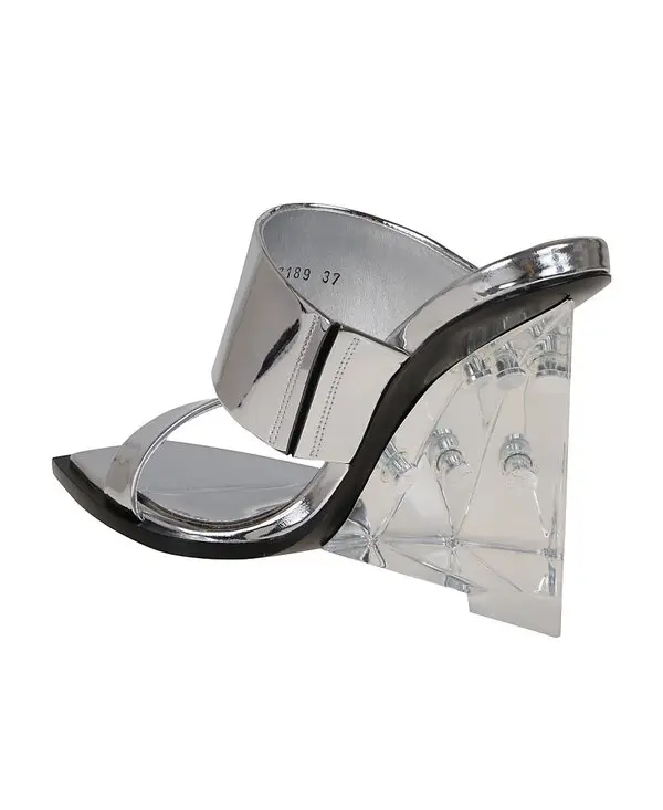 Alexander McQueen Metallic Wedge Heeled Sandals - Gray