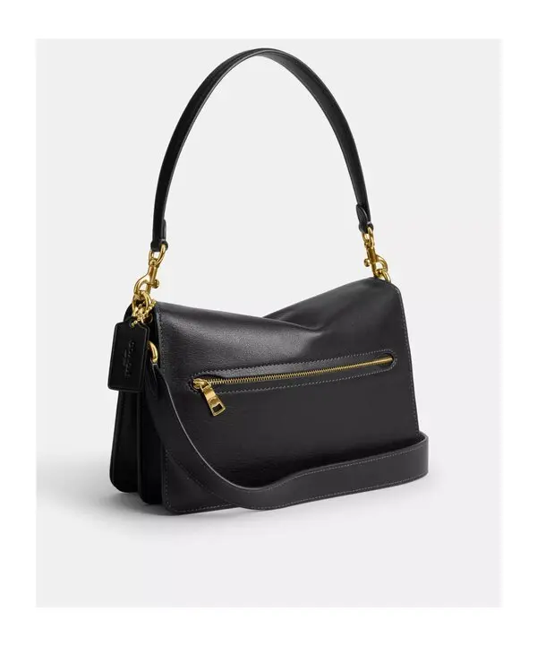 COACH Logo Detailed Fold-over Shoulder Bag - Black