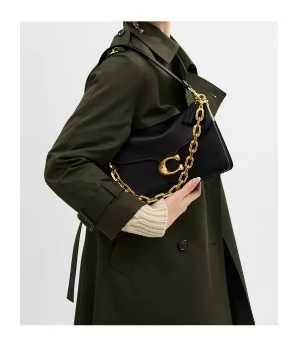 COACH Logo Detailed Fold-over Shoulder Bag - Black