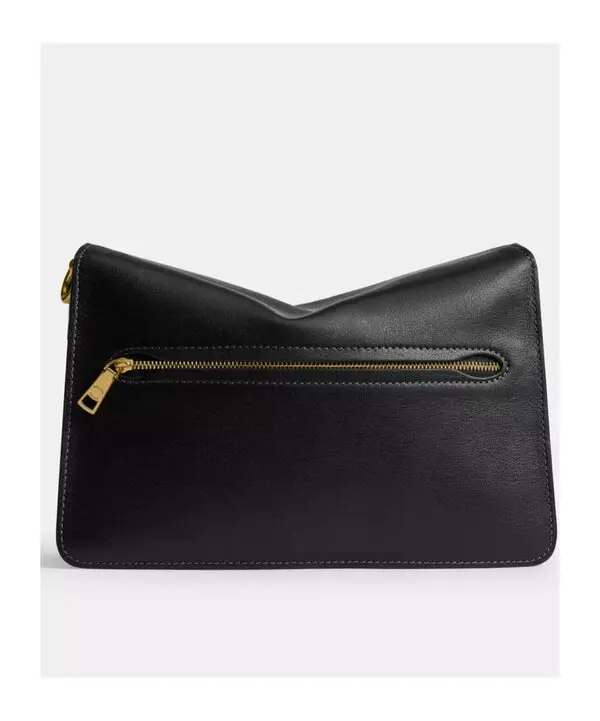 COACH Logo Detailed Fold-over Shoulder Bag - Black