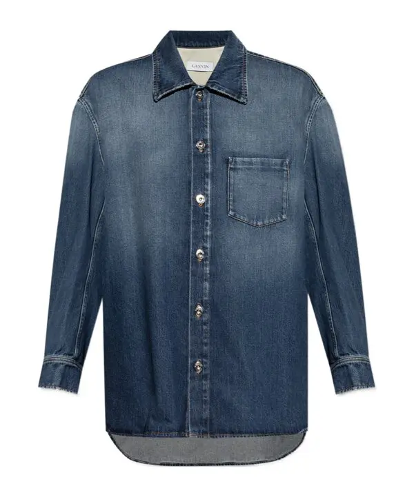 LANVIN Logo Patch Denim Shirt