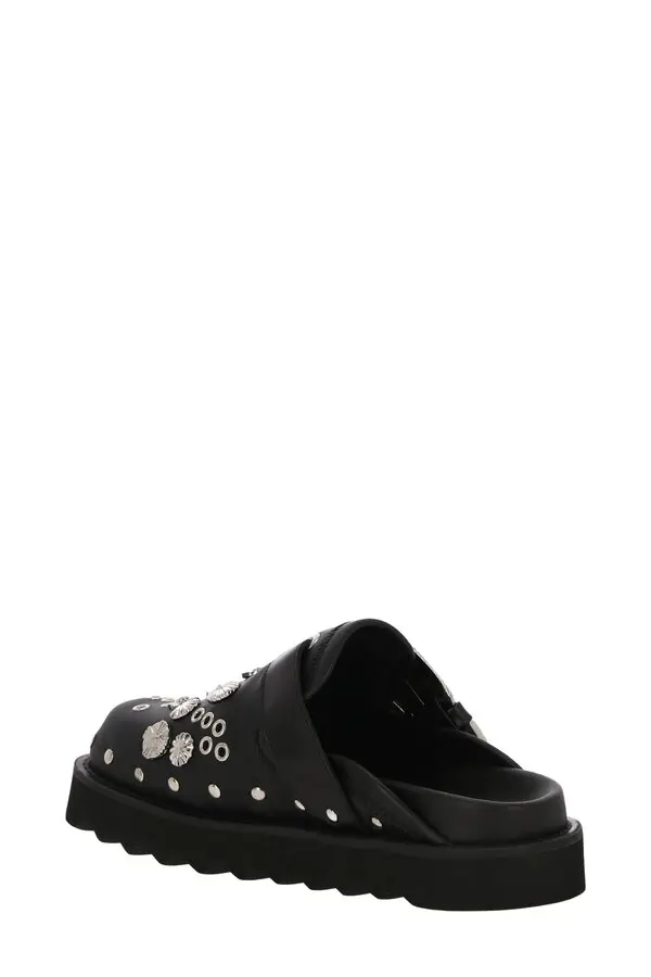 Toga Studded Leather Mules - Black