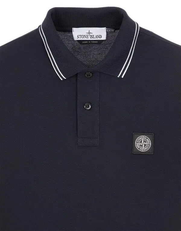 Stone Island Logo Patch Short-sleeved Polo Shirt - Blue