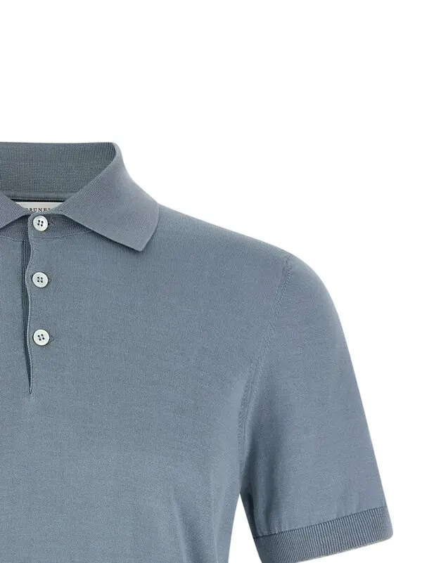 Brunello Cucinelli Short-sleeved Polo Shirt - Light Blue