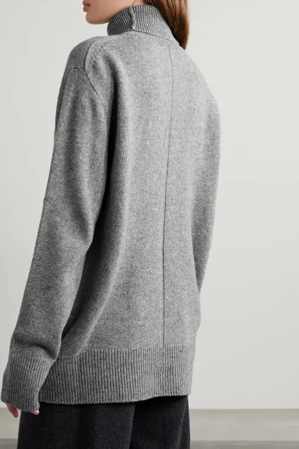 THE ROW Stepny High-neck Wool Sweater - Grey