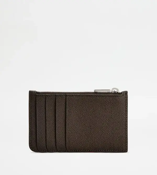 TOD'S Leather Card Holder - Brown