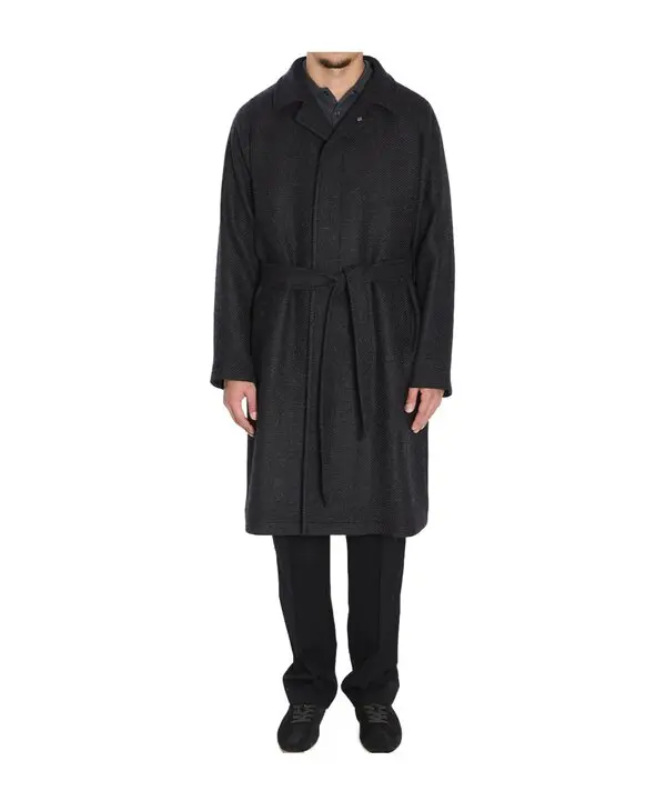 Tagliatore Belted Overcoat - Black