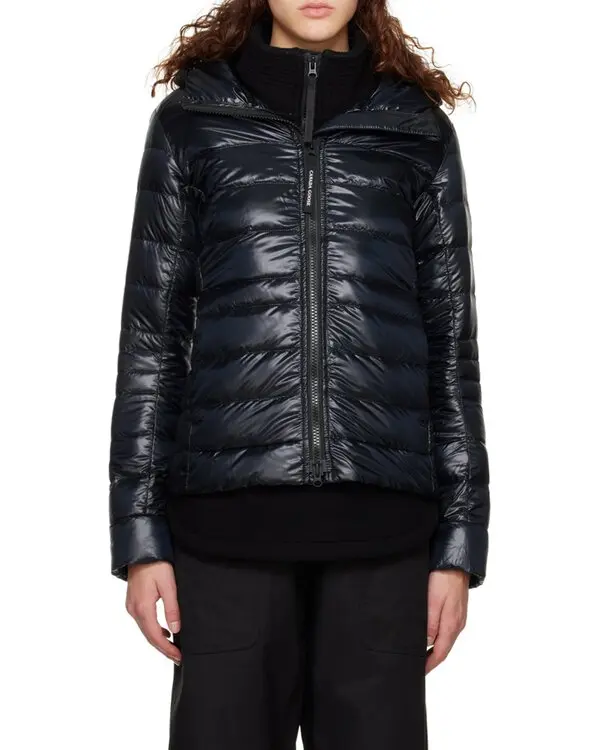 Canada Goose Logo Patch Hooded Padded Down Jacket - Black