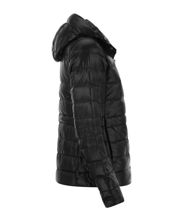 Canada Goose Logo Patch Hooded Padded Down Jacket - Black