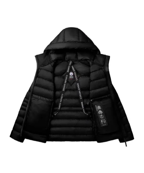 Canada Goose Logo Patch Hooded Padded Down Jacket - Black