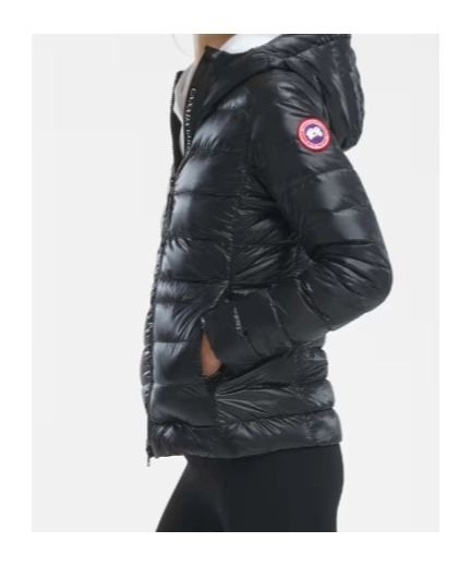 Canada Goose Logo Patch Hooded Padded Down Jacket - Black