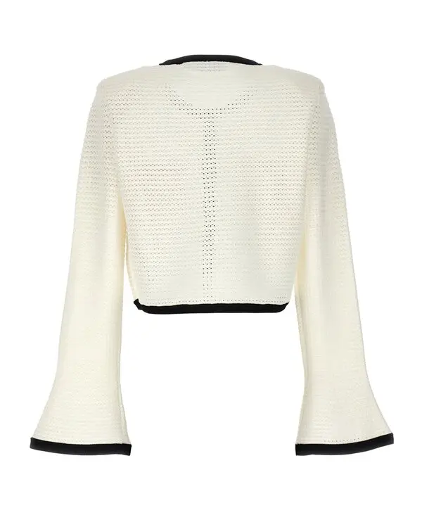 SELF-PORTRAIT Crochet Button-up Cardigan With Flared Sleeves