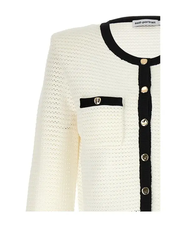 SELF-PORTRAIT Crochet Button-up Cardigan With Flared Sleeves