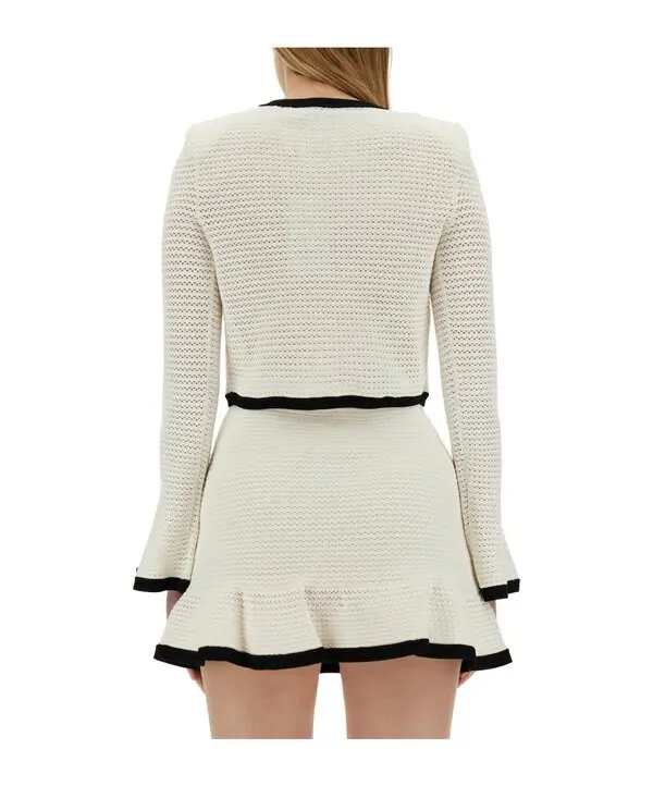 SELF-PORTRAIT Crochet Button-up Cardigan With Flared Sleeves