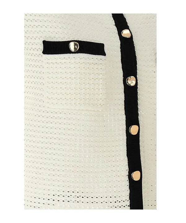 SELF-PORTRAIT Crochet Button-up Cardigan With Flared Sleeves