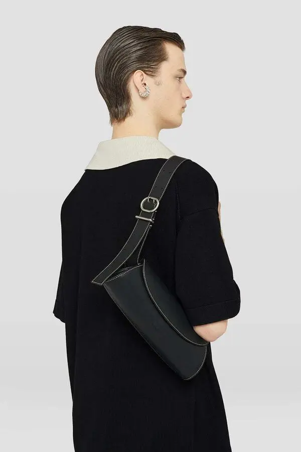 JIL SANDER Small Cannolo Shoulder Bag - Black