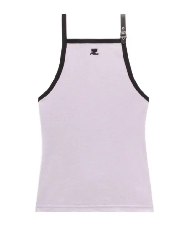 COURREGES Courrèges Contrast Trim Square Neck Tank Top - Purple
