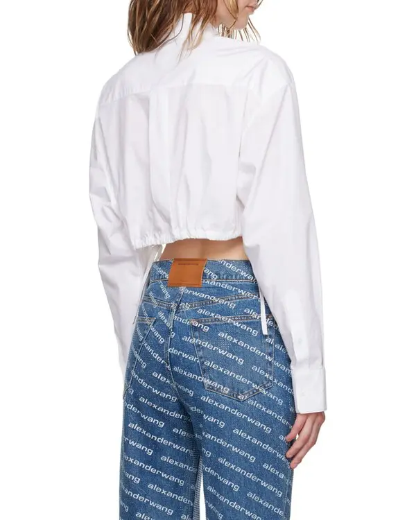 Alexander Wang Cropped Crystal Embellished Drawstring Shirt