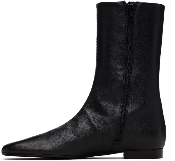 TOTEME Pointed Toe Ankle Boots With Side Zip - Black