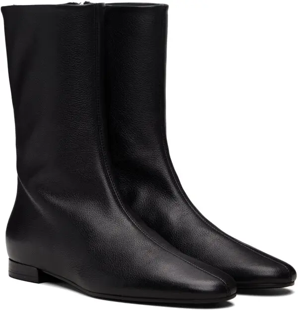 TOTEME Pointed Toe Ankle Boots With Side Zip - Black