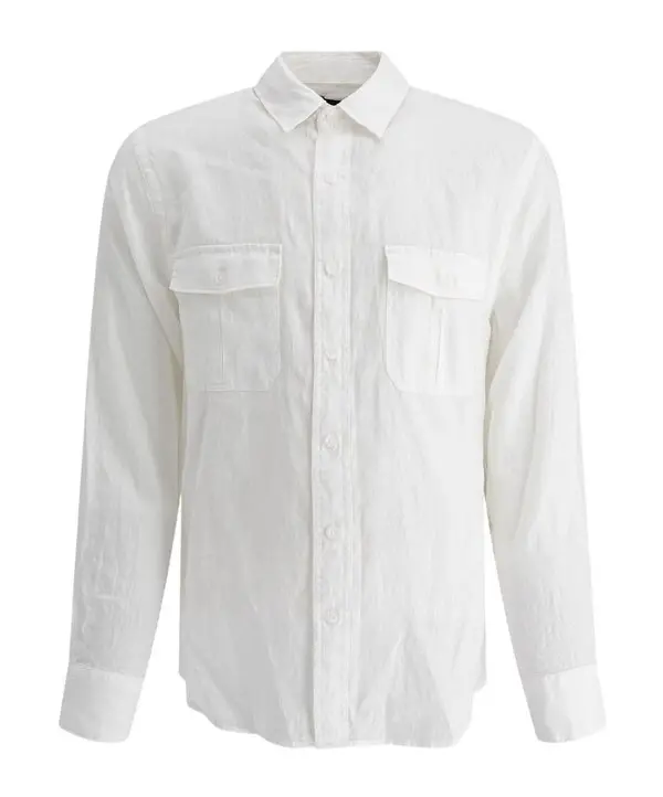 Vince Double-pocket Linen Shirt - White