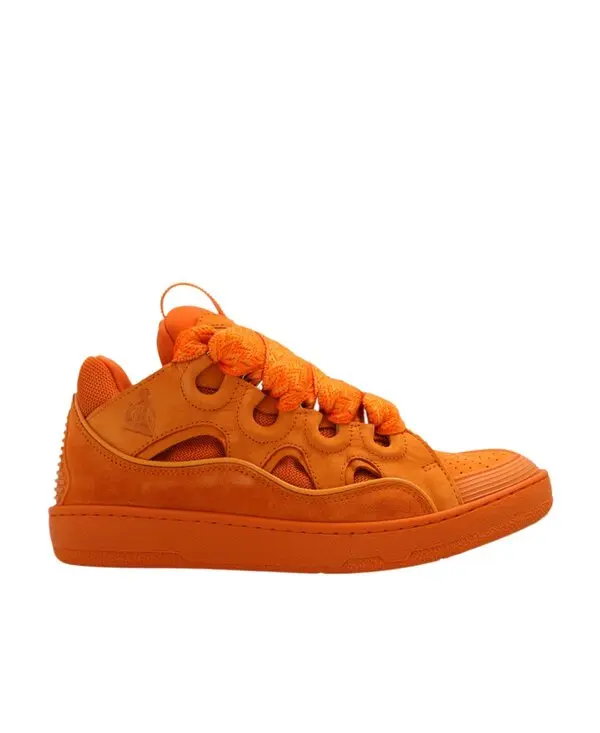 LANVIN Embossed Logo Lace-up Sneakers - Orange