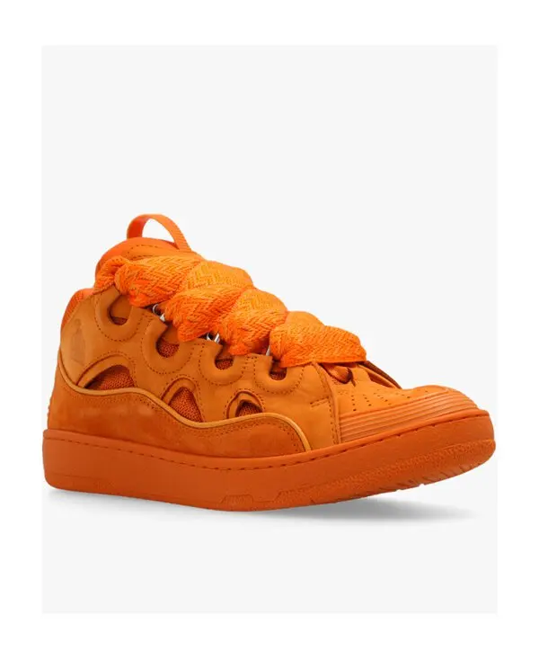 LANVIN Embossed Logo Lace-up Sneakers - Orange