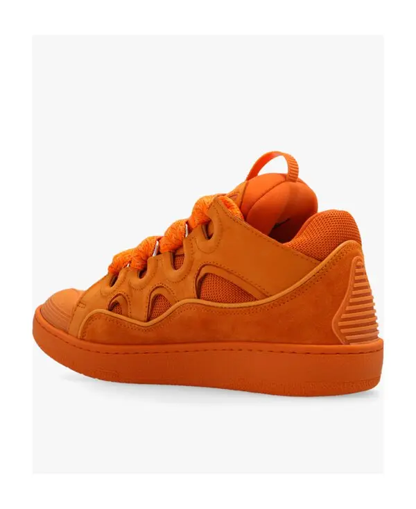 LANVIN Embossed Logo Lace-up Sneakers - Orange