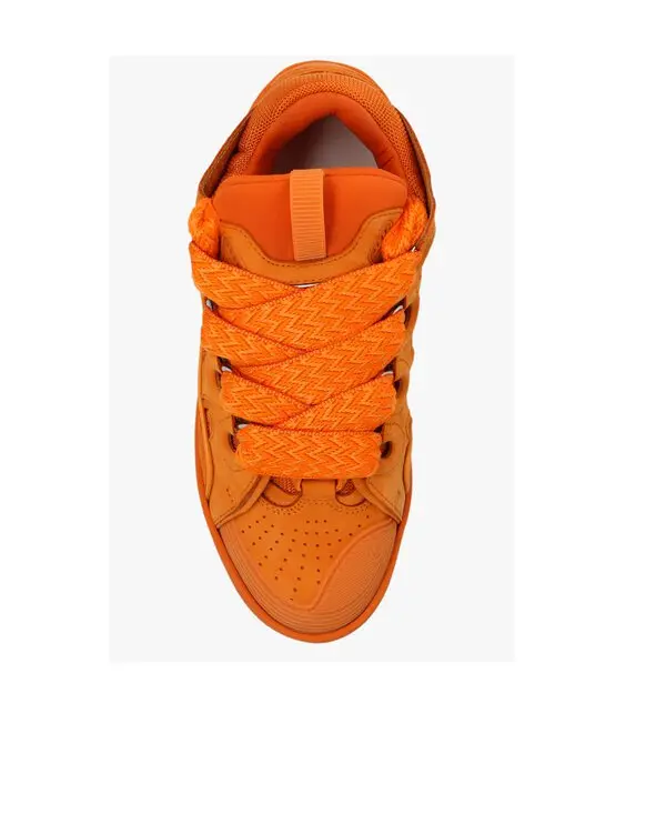 LANVIN Embossed Logo Lace-up Sneakers - Orange