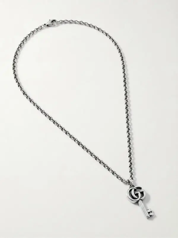 Gucci Double G Key Charm Necklace - Gray