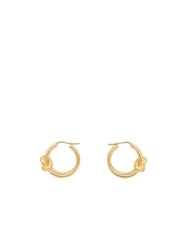 Celine Knot Double Hoops In Brass With Gold Finish - Golden