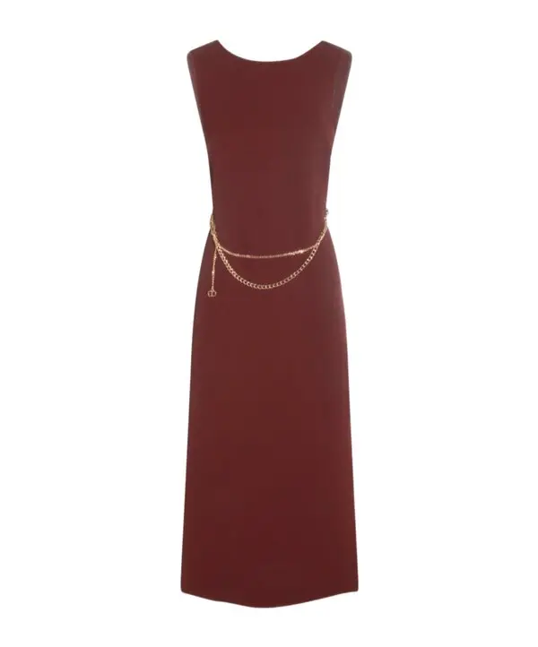 TWINSET Sleeveless Midi Dress With Chain Embellishment