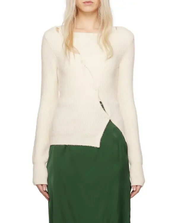 Jacquemus La Maille Pau Long-sleeved Knitted Cardigan - White