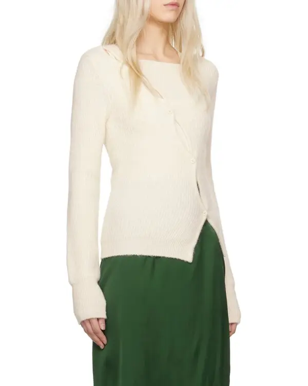 Jacquemus La Maille Pau Long-sleeved Knitted Cardigan - White