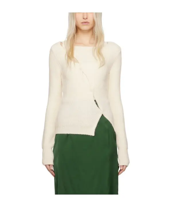 Jacquemus La Maille Pau Long-sleeved Knitted Cardigan - White