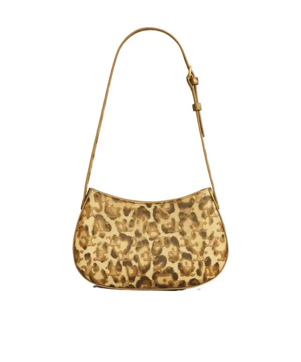 Celine Medium Tilly Bag In Triomphe Canvas With Leopard Print - Brown