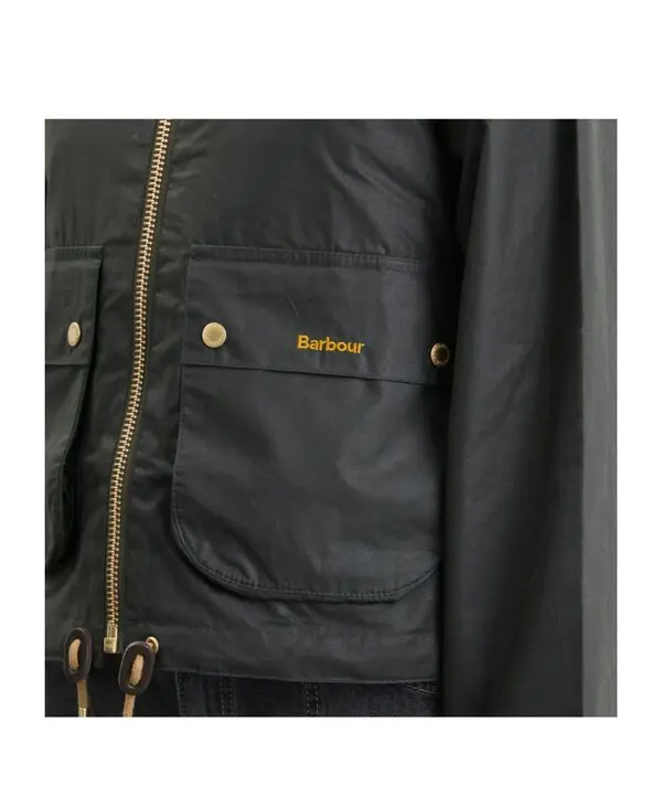 Barbour Cropped Wax Jacket With Corduroy Collar - Black