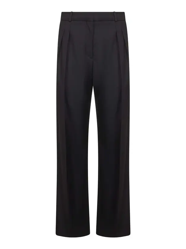 Loulou De Saison Pleated Wide-leg Pants - Black