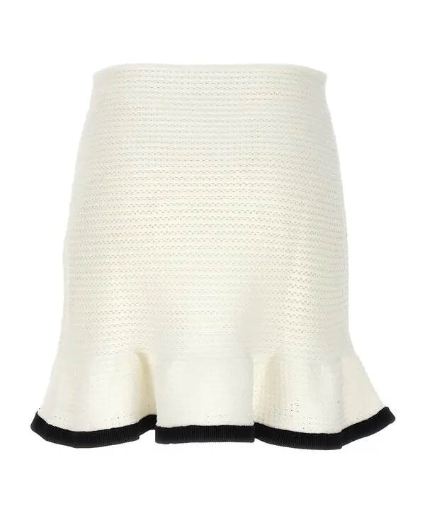 SELF-PORTRAIT Crochet Mini Skirt With Ruffled Hem