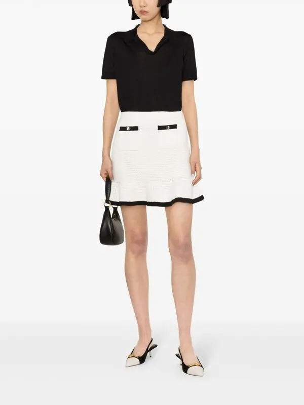 SELF-PORTRAIT Crochet Mini Skirt With Ruffled Hem