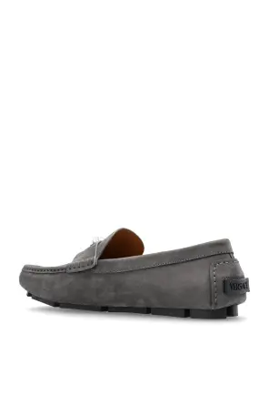 Versace La Medusa Embellished Loafers - Grey