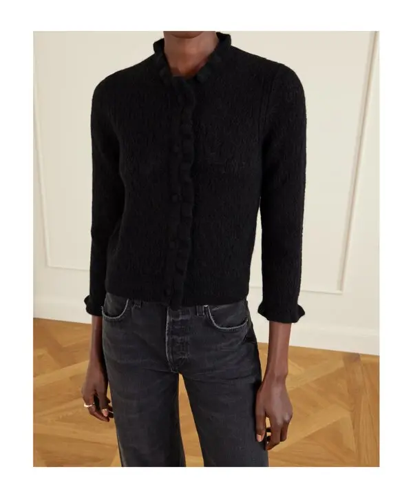 DÔEN Long-sleeved Cardigan With Ruffle Trim